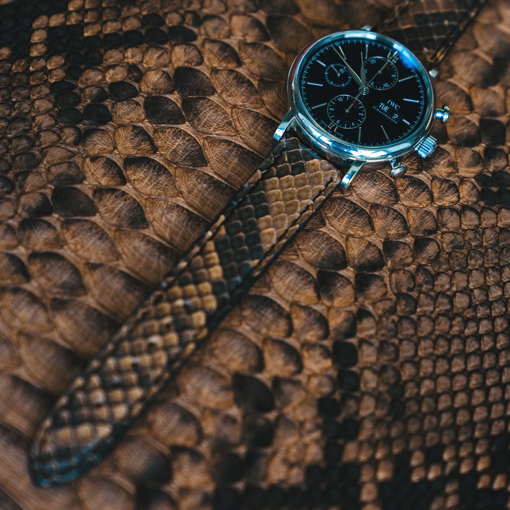 LIC Kalahari Real Python Skin Watch Strap Brown