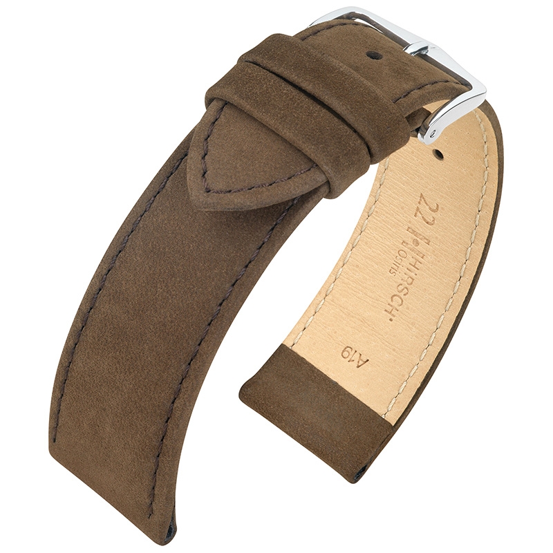 Hirsch Nubuck Osiris Watch Strap Leather Brown
